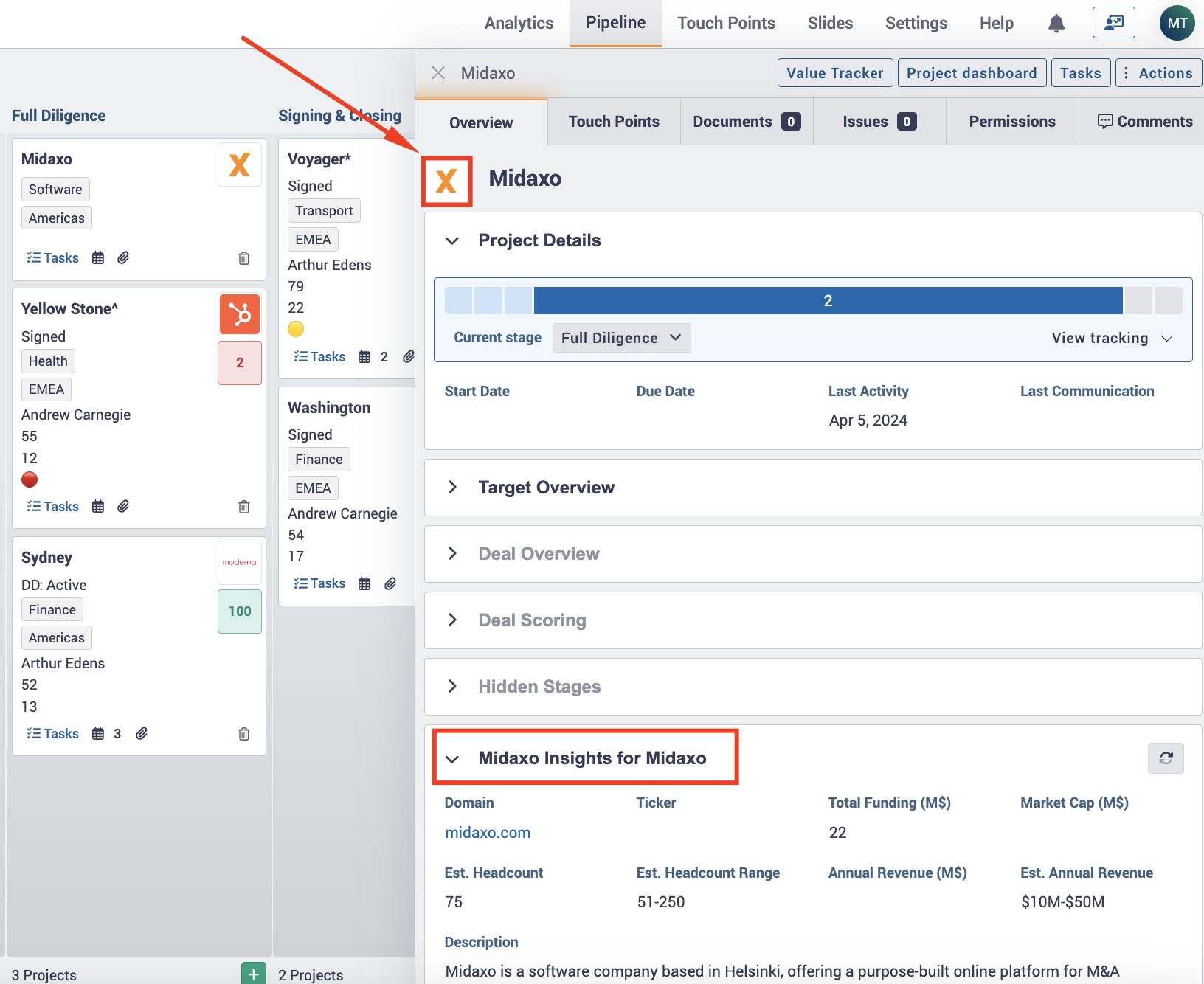 Populating Midaxo Insights